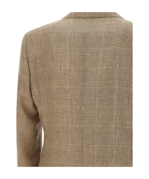 LARDINI Plaid Check Blazer Jacket - Brown