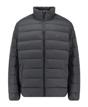 Polo Ralph Lauren Logo Embroidered Zip-up Puffer Jacket - Black