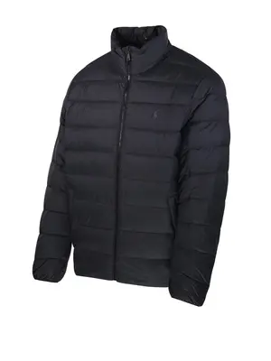 Polo Ralph Lauren Logo Embroidered Zip-up Puffer Jacket - Black