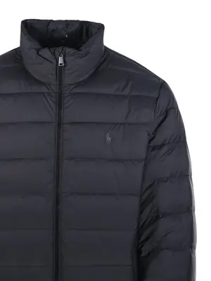 Polo Ralph Lauren Logo Embroidered Zip-up Puffer Jacket - Black