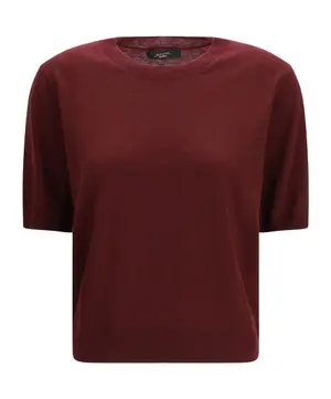 Max Mara Crew Neck Short-sleeved Knit Sweater - Brown