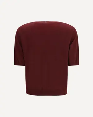 Max Mara Crew Neck Short-sleeved Knit Sweater - Brown