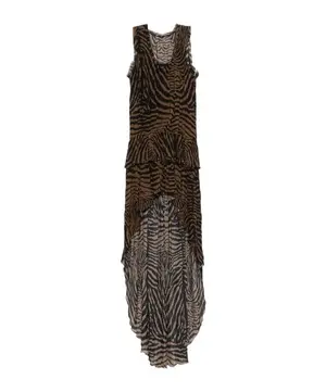 Blumarine Sleeveless High-low Zebra Print Dress - Black