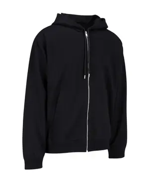 Prada Zip-up Drawstring Hoodie With Back Logo