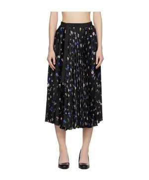 Sacai Pleated Floral Wrap Skirt