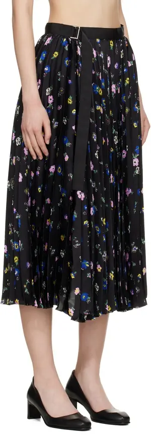 Sacai Pleated Floral Wrap Skirt