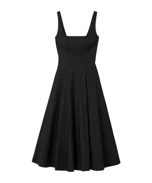 Staud Wells Pleated Midi Dress - Black