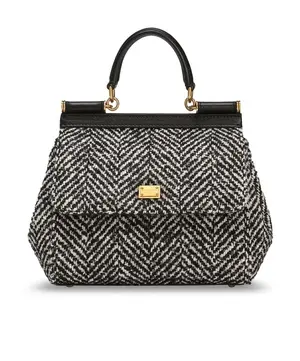 Dolce & Gabbana Sicily Medium Chevron Handbag - Black