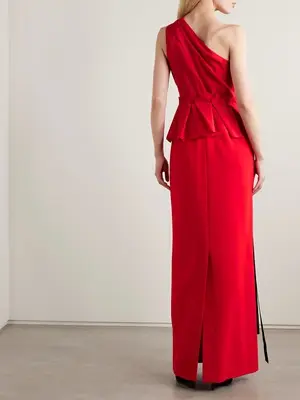Carolina Herrera One-shoulder Ruffled Crepe Gown