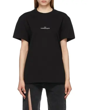 MAISON MARGIELA Logo Embroidered Crewneck T-shirt - Black