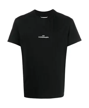 MAISON MARGIELA Logo Embroidered Crewneck T-shirt - Black