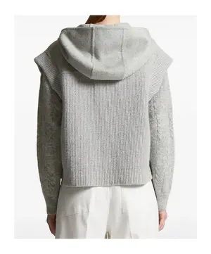 Peserico Hooded Knit Vest With Zip Front And Patch Pockets