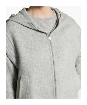 Peserico Hooded Knit Vest With Zip Front And Patch Pockets