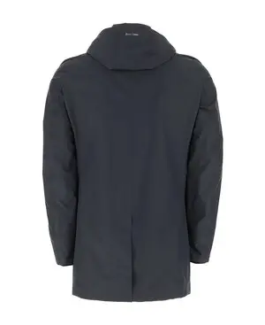Herno Hooded Rain Coat - Black