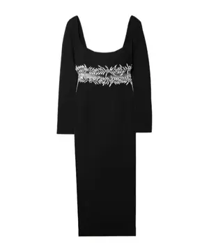 Oscar De La Renta Embellished Tulle Insert Dress