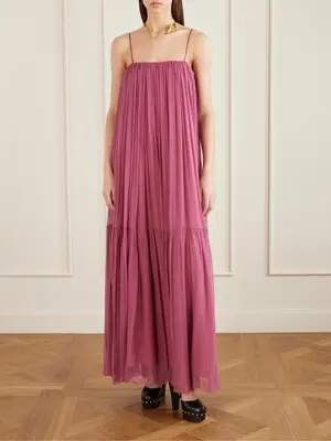 Chloé Pleated Maxi Dress With Spaghetti Straps - No