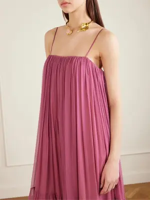 Chloé Pleated Maxi Dress With Spaghetti Straps - No