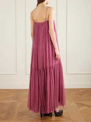 Chloé Pleated Maxi Dress With Spaghetti Straps - No