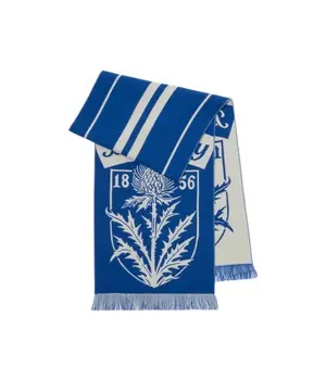 Burberry Thistle Shield Fringed-edge Scarf - Blue Flag