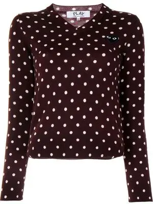 Play Comme Des Garcon Polka Dot V-neck Jumper
