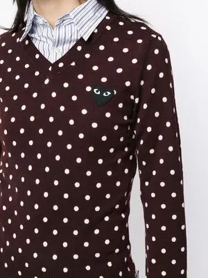 Play Comme Des Garcon Polka Dot V-neck Jumper
