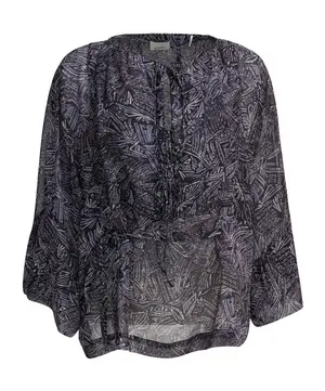 Isabel Marant Étoile Tekia Abstract-print Ruffled Shirt - Black