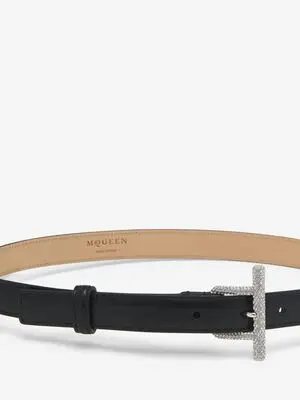 Alexander McQueen T-bar Embellished Buckle Belt