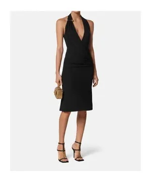 Versace Halterneck Midi Dress With Safety Pin Detail