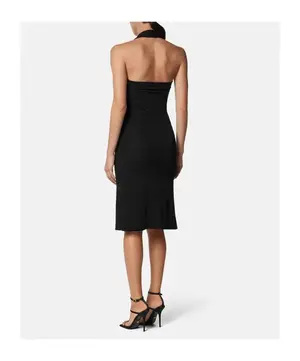 Versace Halterneck Midi Dress With Safety Pin Detail
