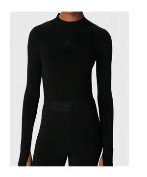 MARINE SERRE Mock-neck Fitted Knitted Sweater With Heat-fused Moon Logo