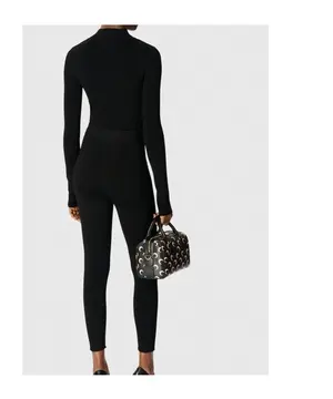 MARINE SERRE Mock-neck Fitted Knitted Sweater With Heat-fused Moon Logo