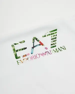 EA7 Logo Printed Drawstring Sweatpants - White