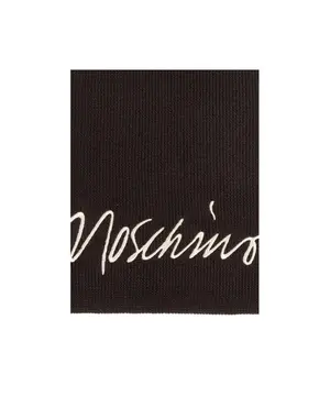 Moschino Embroidery Striped Scarf - Brown
