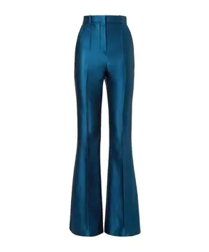 Fendi High-waisted Flared Satin Trousers - Blue