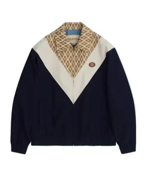 Valentino Garavani Vlogo Patch Zip-up Jacket - Blue