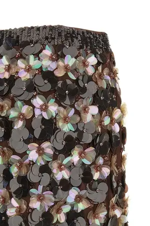 P.a.r.o.s.h Embellished Floral Sequin Mini Skirt - Brown