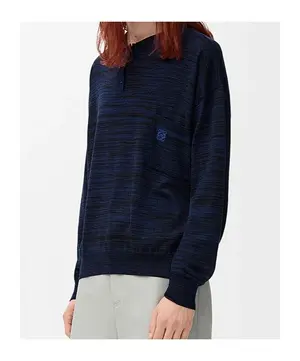 Loewe Striped Logo Polo Sweater - Black