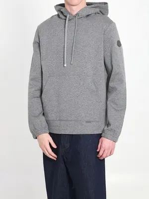 Moncler Logo Patch Drawstring Hoodie - Grey