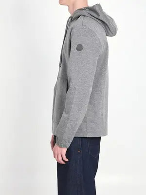 Moncler Logo Patch Drawstring Hoodie - Grey