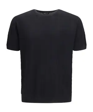 Giorgio Armani Textured Knit Short-sleeve Sweater - Black