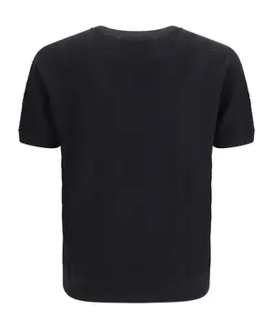 Giorgio Armani Textured Knit Short-sleeve Sweater - Black