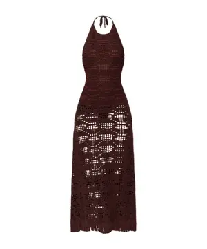 Etro Crochet Effect Halterneck Maxi Dress - Brown