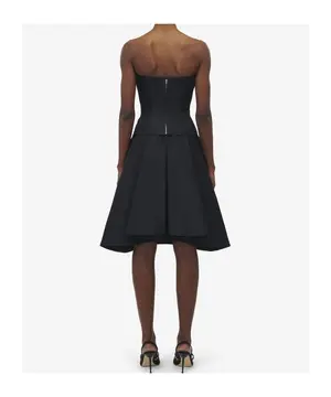 Alexander McQueen Strapless Draped Peplum Top - Black