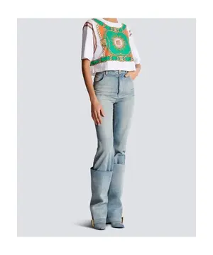 Balmain Printed Cropped T-shirt - Multicolor