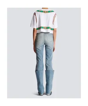 Balmain Printed Cropped T-shirt - Multicolor