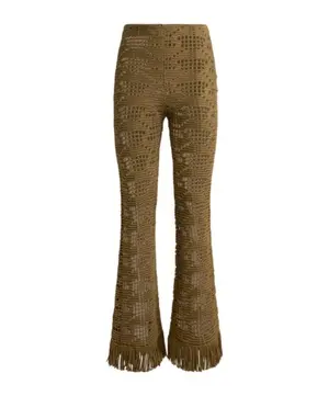 Etro Knitted Trousers With Tassels - Camel