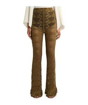 Etro Knitted Trousers With Tassels - Camel