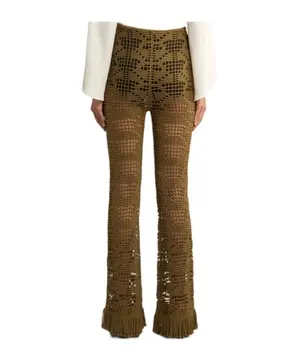 Etro Knitted Trousers With Tassels - Camel