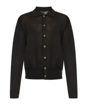 Versace Collared Button-up Cardigan - Black