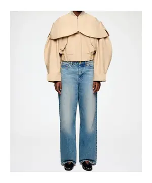 GANNI Layered Cotton Bomber Jacket - Beige